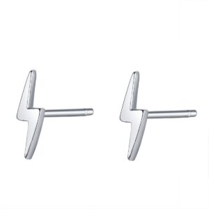 925 sterling silver lightning bolt stud earrings, minimalist small stud earrings for women (lightning - silver)