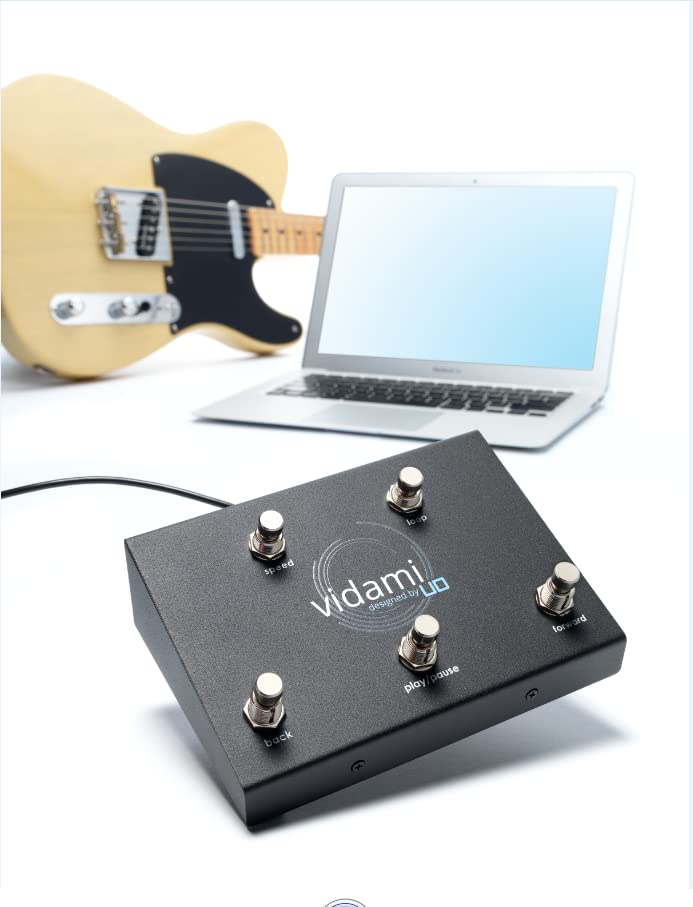 Vidami YouTube Hands Free Video Controller for PC or Mac - Foot pedal controller for Video Looping - Helps Musicians Slow Down & Loop Online Videos for Faster Learning - Made in the USA