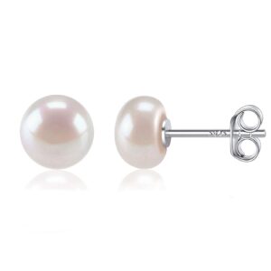 chicsilver pearl stud earrings for women 4mm freshwater cultured white button pearl earrings 925 sterling silver small studs for sensitive ear