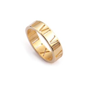 elefezar openwork roman numeral stainless steel ring for women dainty band plated jewelry gold 8