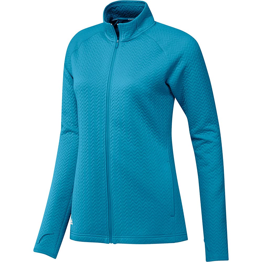 adidas Women's Standard Textured Recycled Materials Full Zip Pullover, Sonic Aqua, X-Small