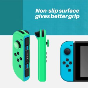 TNP Joycon Case for Nintendo Switch - Silicone Joy Con Case for Nintendo Switch & Switch Oled - Protective Switch Controller Case Cover with Thumb Grip Caps for Nintendo Switch Joycon(Blue Green Leaf)