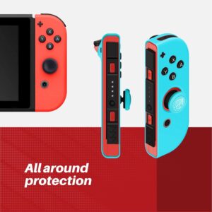 TNP Joycon Case for Nintendo Switch - Silicone Joy Con Case for Nintendo Switch & Switch Oled - Protective Switch Controller Case Cover with Thumb Grip Caps for Nintendo Switch Joycon(Blue Green Leaf)