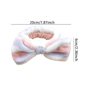 JANEMO Mom Gifts,SPA Headband, Make Makeup Headband,Soft Coral Fleece Bow Decoration,Headbands Gifts for Mom,Women Girls Washing Mother's Day,Grilfriend（Purple White）