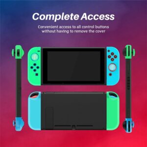 TNP Joycon Case for Nintendo Switch - Silicone Joy Con Case for Nintendo Switch & Switch Oled - Protective Switch Controller Case Cover with Thumb Grip Caps for Nintendo Switch Joycon(Blue Green Leaf)