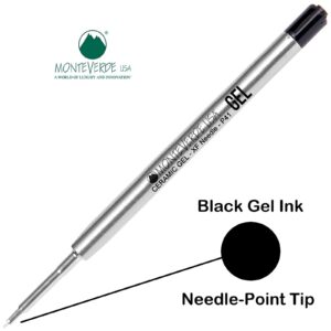 5 - Monteverde Capless Gel Ballpoint Refill to Fit Parker Ballpoint Pens, Needle Point, Extra-Fine (Bulk Packed) (Black)