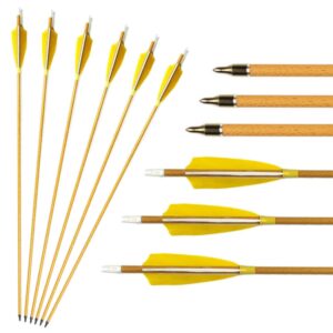 m.sjumpper archery 500 spine carbon arrows with 4 inch feathers fletching for compound recurve bows (12 pack)