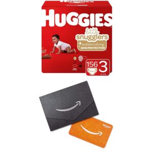 huggies little snugglers baby diapers, size 3, 156 ct, one month supply (2pack) with gift card