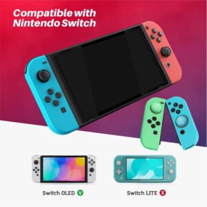 TNP Joycon Case for Nintendo Switch - Silicone Joy Con Case for Nintendo Switch & Switch Oled - Protective Switch Controller Case Cover with Thumb Grip Caps for Nintendo Switch Joycon(Blue Green Leaf)