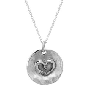 silpada 'language of love' heart disc pendant necklace in sterling silver, 16" + 2"