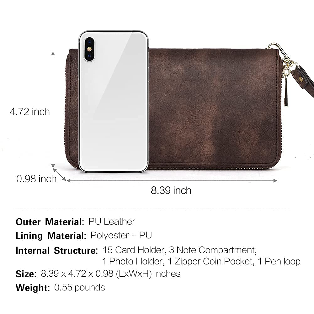 CLUCI Backpack Purse for Women Fashion Leather Designer Travel Large Ladies Shoulder Bags with Tassel Two-tone Brown Women Wallet Large Leather Designer Zip Card Holder Organizer Ladies Coffee