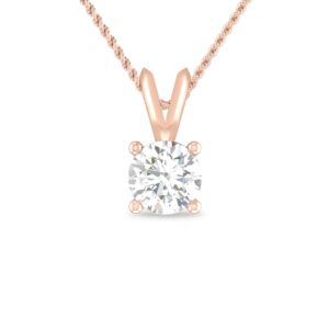 inspereza new york 1/2 carat 10k rose gold round diamond solitaire pendant necklace for women with v-bail (j color, i3 clarity)