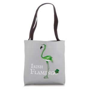 funky irish flamingo green bird st patricks day tote bag