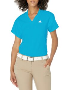 adidas women's standard 3-stripes primegreen polo shirt, sonic aqua, l