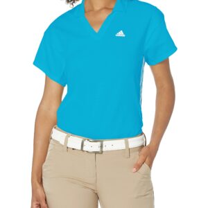 Adidas Women's Standard 3-Stripes Primegreen Polo Shirt, Sonic Aqua, L