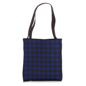 navy blue and black buffalo check plaid pattern tote bag