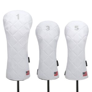 yueaglesky golf head covers driver fairway #3#5 usa flag for club men women (white)