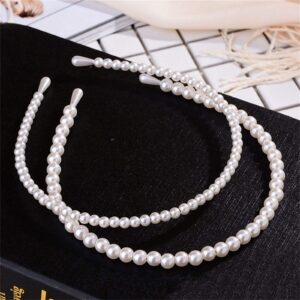 aoxmas 2pcs simple design pearl headbands for women wedding party bridal hair hoop elegant hair hoop