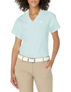 adidas women's standard 3-stripes primegreen polo shirt, halo mint, medium