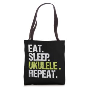 eat sleep ukulele repeat music lover christmas gift tote bag