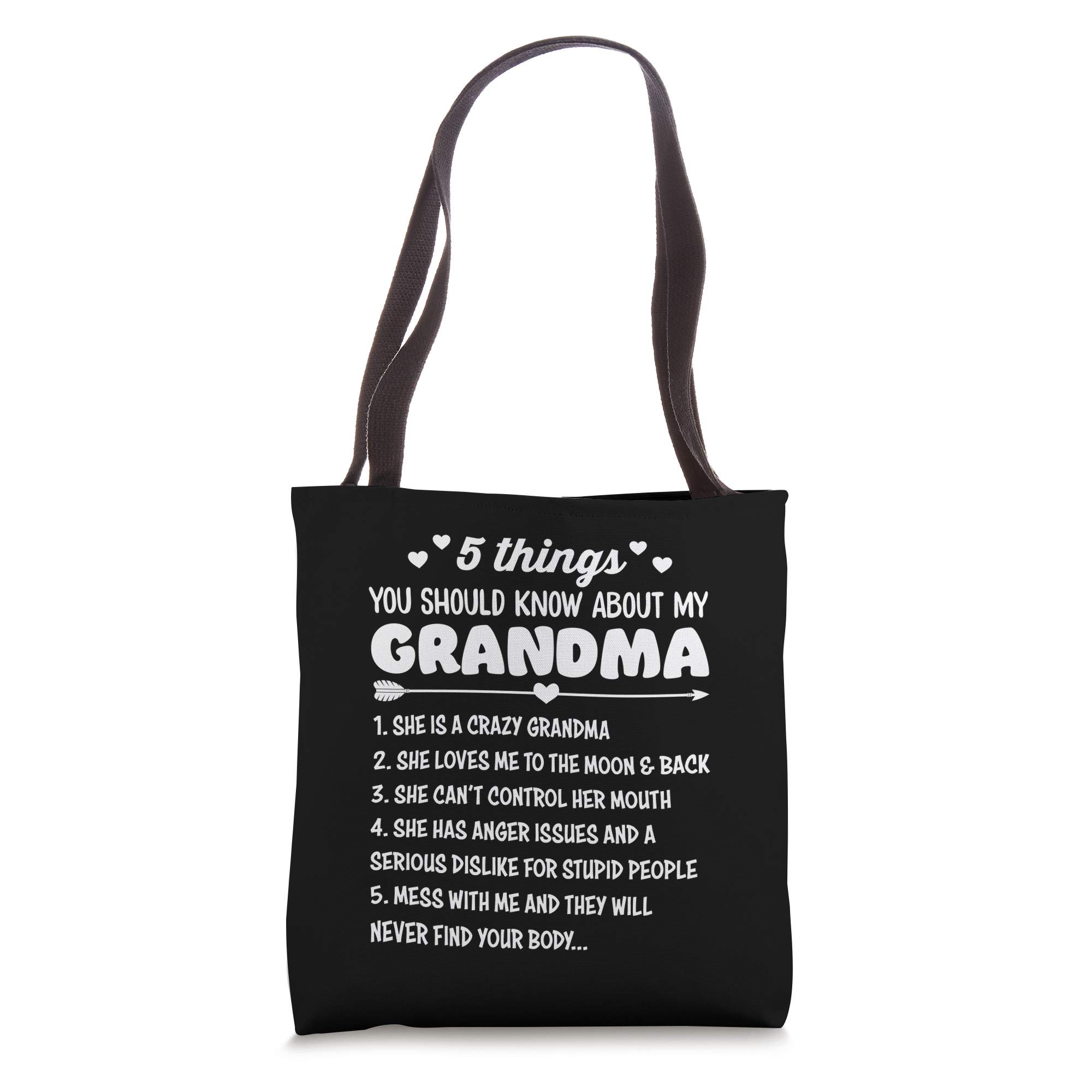 5 Things You Should Know About My Grandma | Funny Grandma Tote Bag