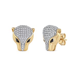 sterling silver 1/3 ct tdw diamond panther stud earrings love gift for women (i-j, i2)