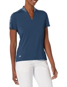 adidas women's standard ultimate365 printed polo shirt, crew navy, medium