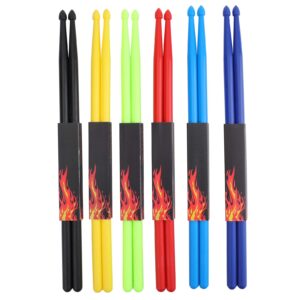 suwimut 6 pairs 5a nylon drumsticks, exercise plastic drum sticks, lightweight and durable sticks for drums, musical instrument percussion accessories