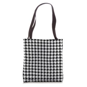 houndstooth pattern checkered blocks hounds tooth op art tote bag