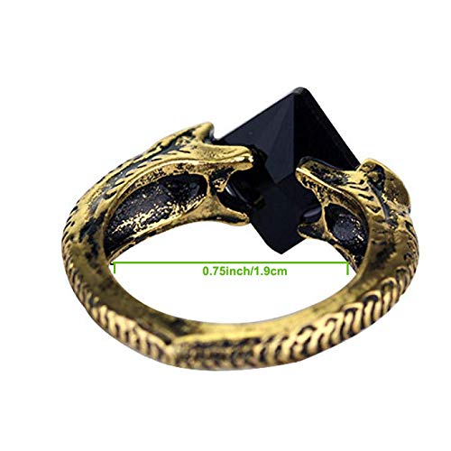 Crystal Horcrux Ring Deathly Hallows Magic Ring Resurrection Stone Retro Bronze (Black)