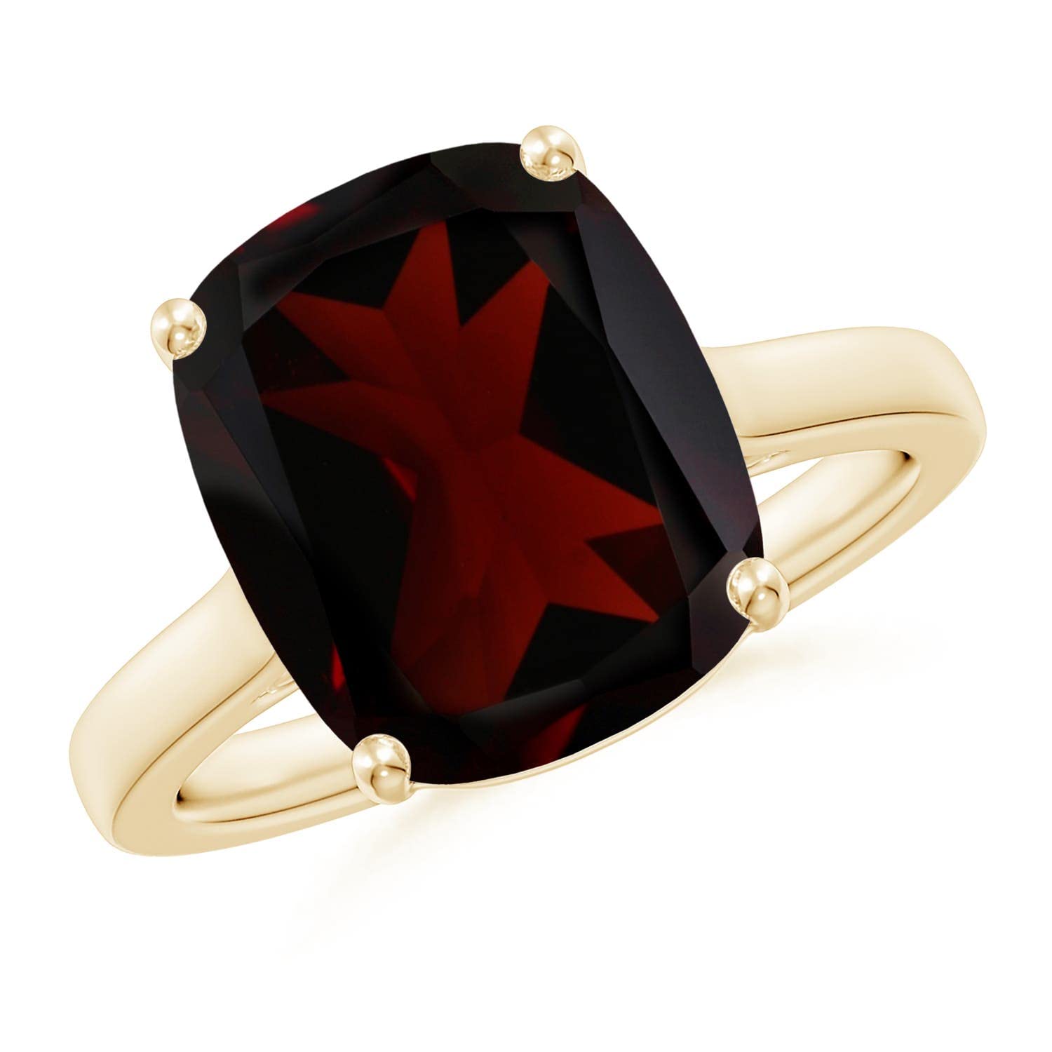 Classic Natural Garnet Solitaire Ring in 14K Yellow Gold (5.35 cttw Garnet) (Size - 9.5) - January Birthstone