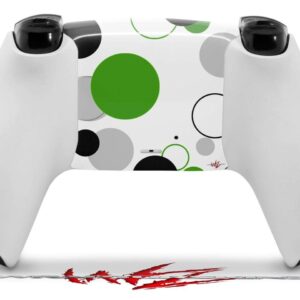 WraptorSkinz Skin Wrap compatible with Sony PS5 DualSense Controller Lots of Dots Green on White (CONTROLLER NOT INCLUDED)