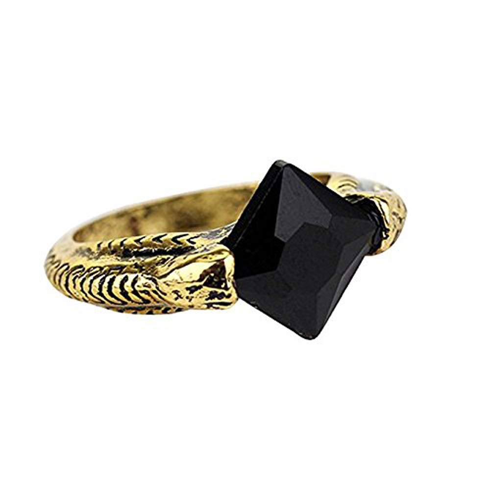 Crystal Horcrux Ring Deathly Hallows Magic Ring Resurrection Stone Retro Bronze (Black)