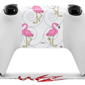 WraptorSkinz Skin Wrap compatible with Sony PS5 DualSense Controller Flamingos on White (CONTROLLER NOT INCLUDED)