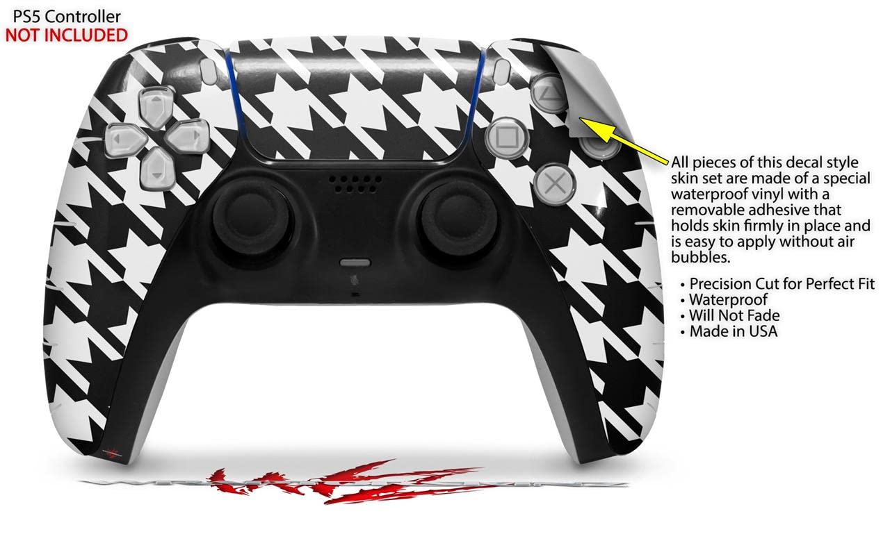 WraptorSkinz Skin Wrap compatible with Sony PS5 DualSense Controller Houndstooth White (CONTROLLER NOT INCLUDED)