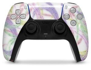 wraptorskinz skin wrap compatible with sony ps5 dualsense controller neon swoosh on white (controller not included)