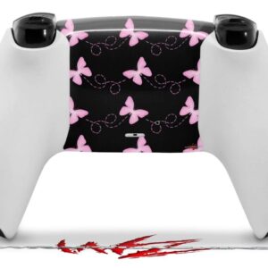 WraptorSkinz Skin Wrap Compatible with Sony PS5 DualSense Controller Pastel Butterflies Pink on Black (Controller NOT Included)