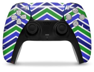 wraptorskinz skin wrap compatible with sony ps5 dualsense controller zig zag blue green (controller not included)