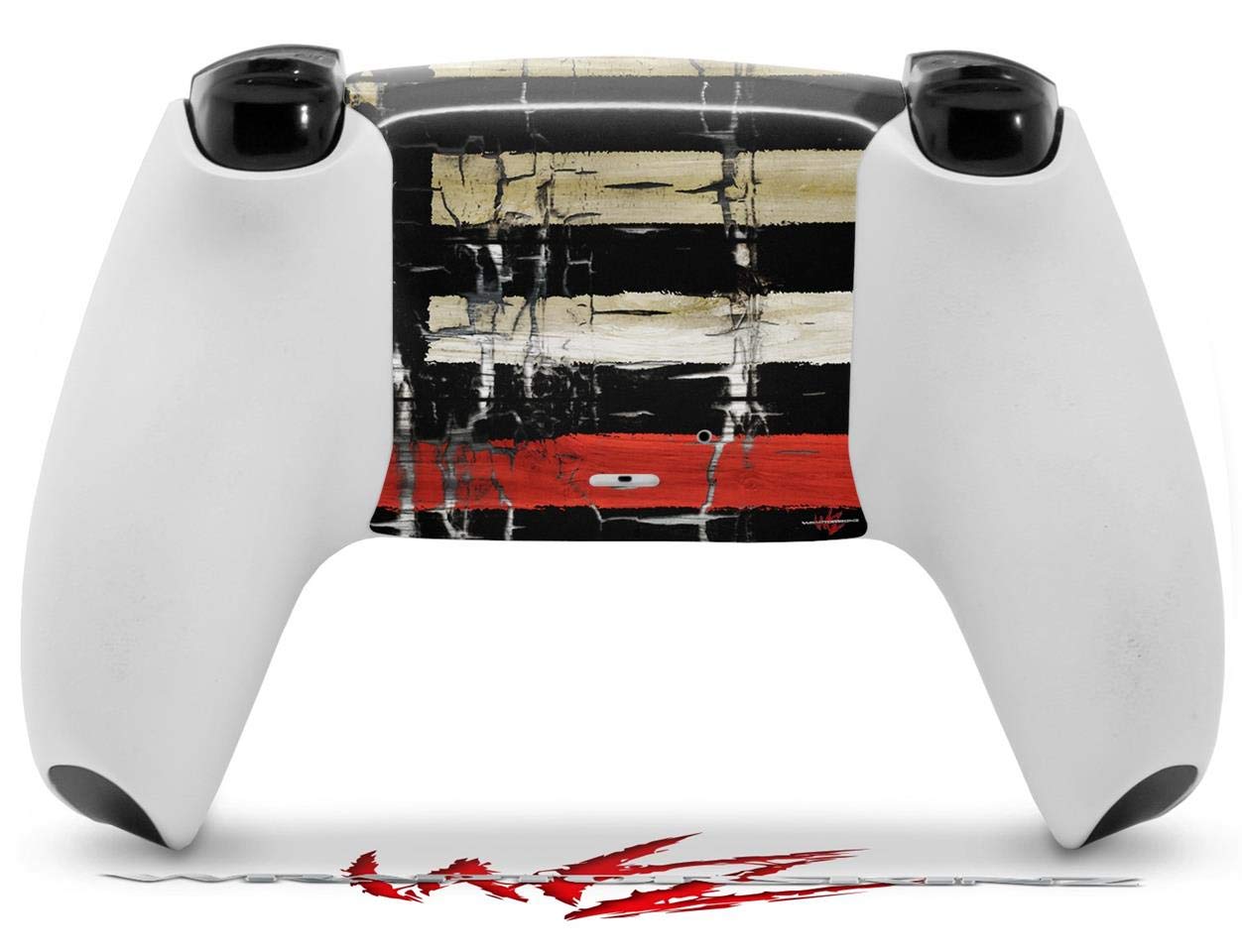 WraptorSkinz Skin Wrap compatible with Sony PS5 DualSense Controller Painted Faded and Cracked Red Line USA American Flag (CONTROLLER NOT INCLUDED)