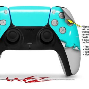 WraptorSkinz Skin Wrap compatible with Sony PS5 DualSense Controller Ripped Colors Neon Teal Gray (CONTROLLER NOT INCLUDED)