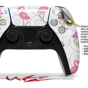 WraptorSkinz Skin Wrap compatible with Sony PS5 DualSense Controller Flamingos on White (CONTROLLER NOT INCLUDED)