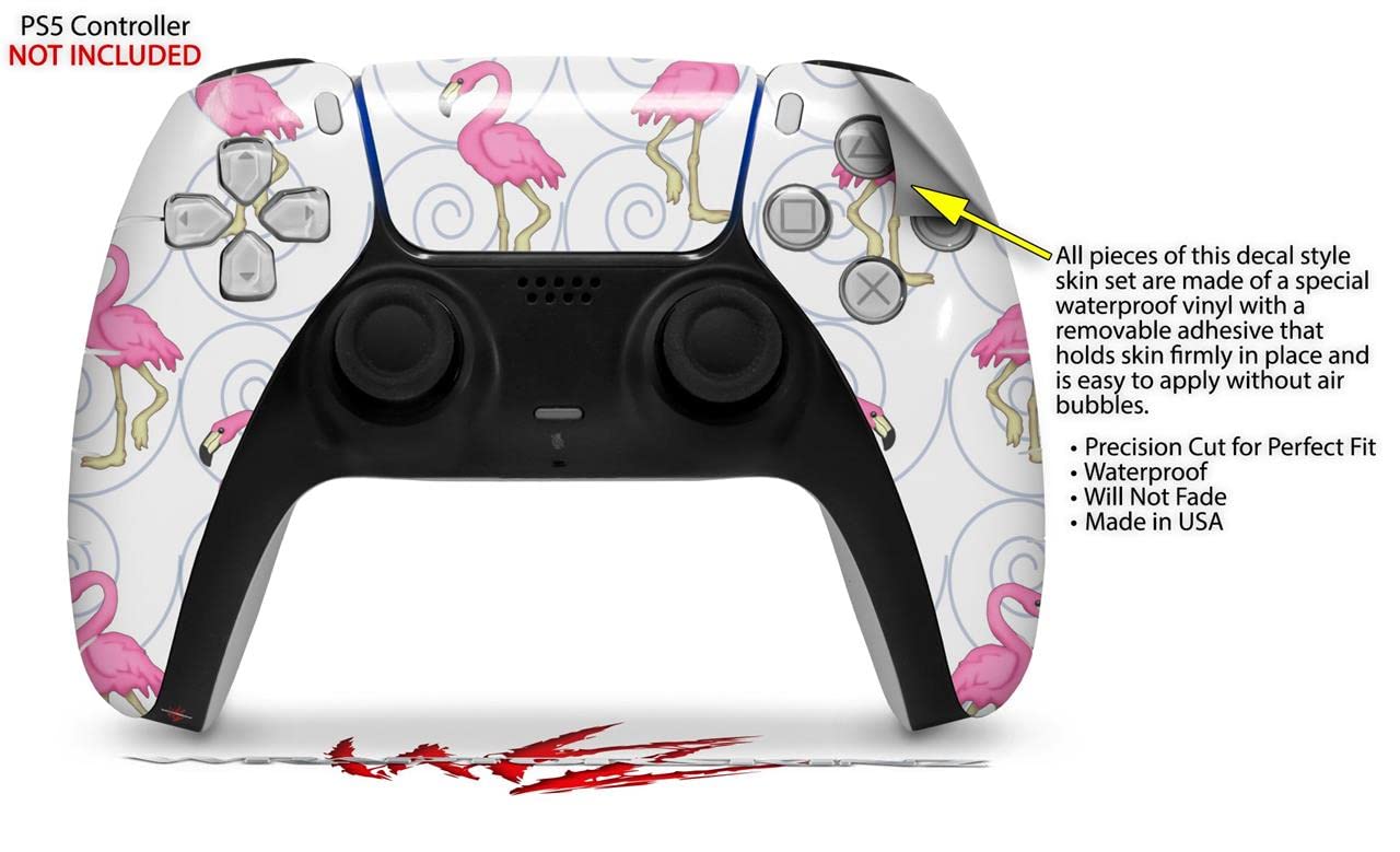 WraptorSkinz Skin Wrap compatible with Sony PS5 DualSense Controller Flamingos on White (CONTROLLER NOT INCLUDED)