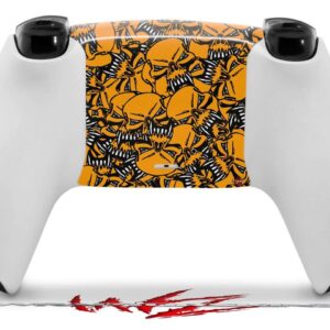 WraptorSkinz Skin Wrap compatible with Sony PS5 DualSense Controller Scattered Skulls Orange (CONTROLLER NOT INCLUDED)