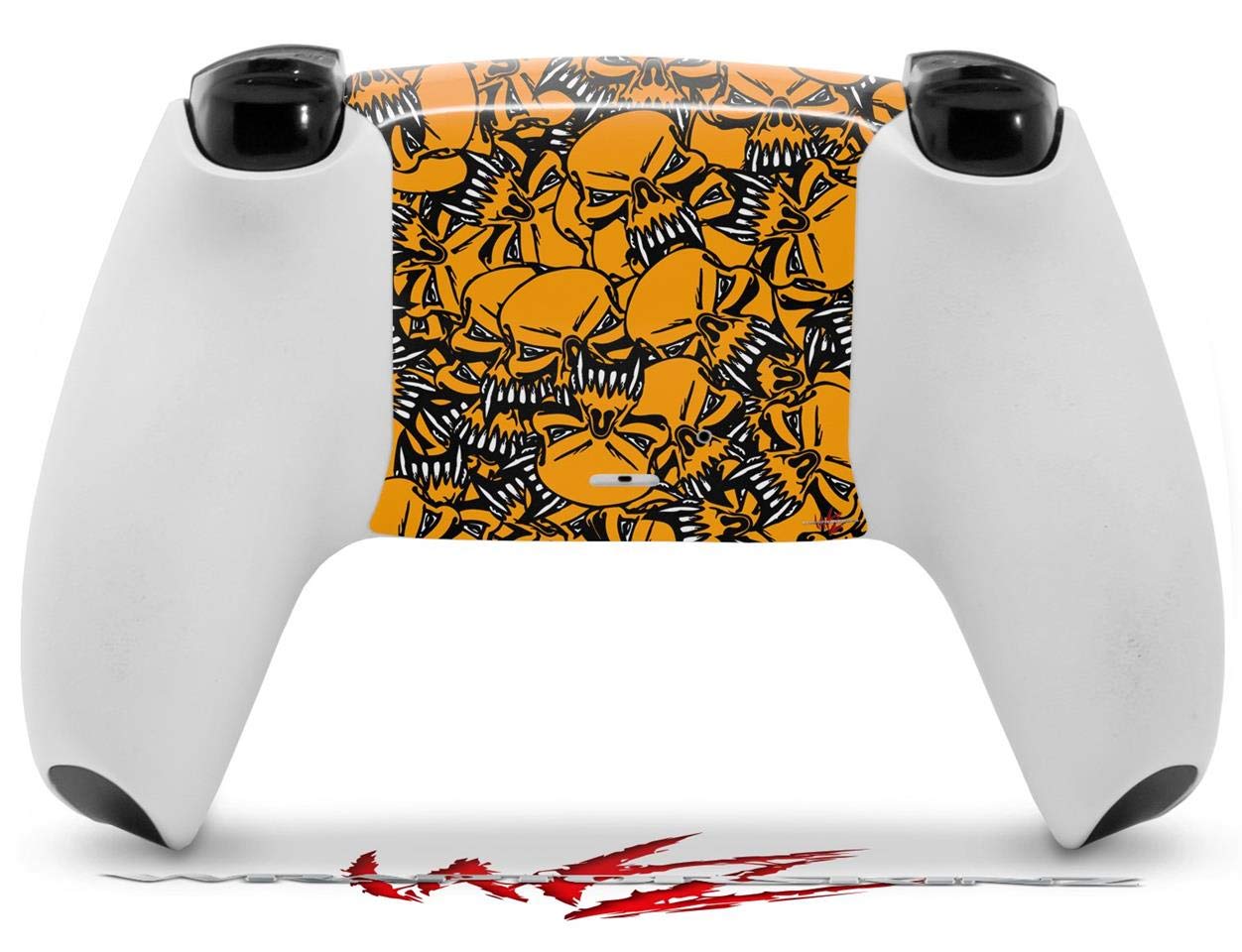 WraptorSkinz Skin Wrap compatible with Sony PS5 DualSense Controller Scattered Skulls Orange (CONTROLLER NOT INCLUDED)