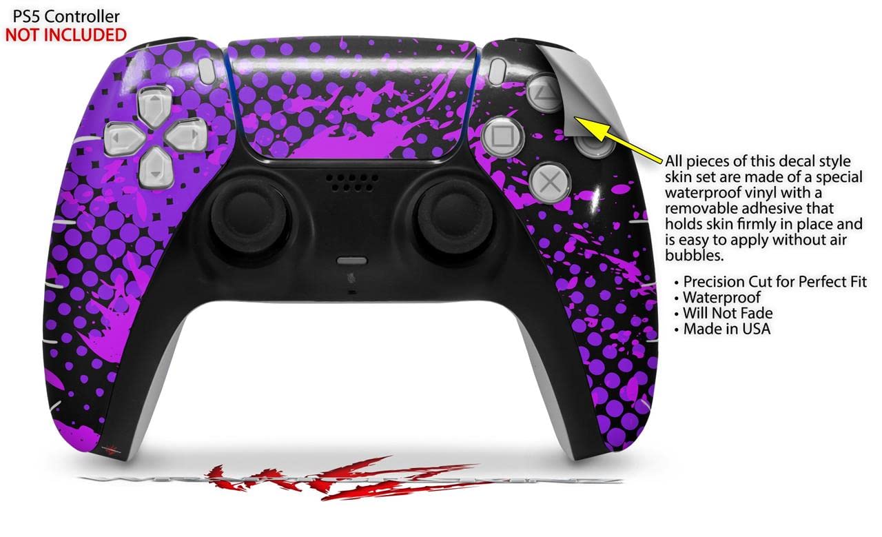 WraptorSkinz Skin Wrap compatible with Sony PS5 DualSense Controller Halftone Splatter Hot Pink Purple (CONTROLLER NOT INCLUDED)