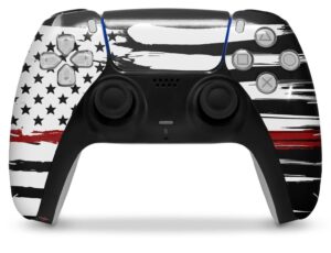 wraptorskinz skin wrap compatible with sony ps5 dualsense controller brushed usa american flag red line (controller not included)