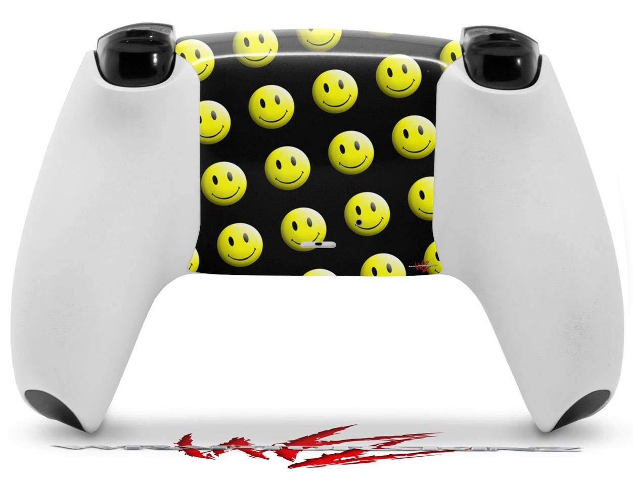 WraptorSkinz Skin Wrap compatible with Sony PS5 DualSense Controller Smileys on Black (CONTROLLER NOT INCLUDED)