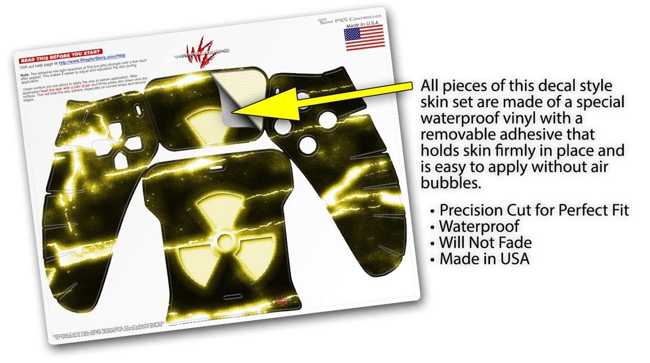 WraptorSkinz Skin Wrap compatible with Sony PS5 DualSense Controller Radioactive Yellow (CONTROLLER NOT INCLUDED)