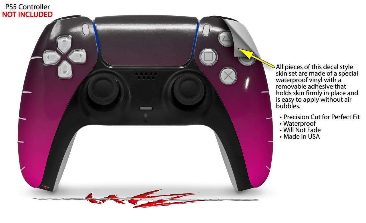 WraptorSkinz Skin Wrap compatible with Sony PS5 DualSense Controller Smooth Fades Hot Pink Black (CONTROLLER NOT INCLUDED)