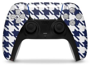 wraptorskinz skin wrap compatible with sony ps5 dualsense controller houndstooth navy blue (controller not included)